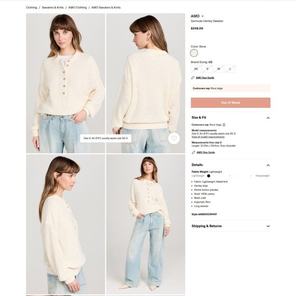 AMO | Sweaters | Amo Oversized Long Sleeve Knit Sweater Fits Medium And ...